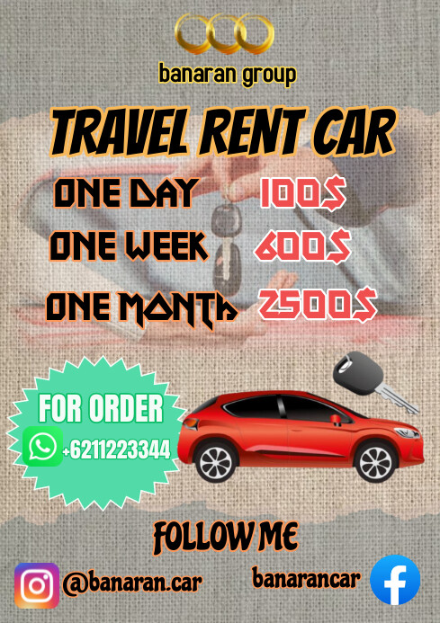 Copy of Pastel Travel Rent Car Pamflet A4 | PosterMyWall