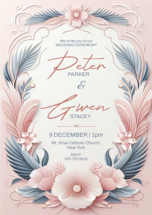 pastel wedding invitation Template | PosterMyWall