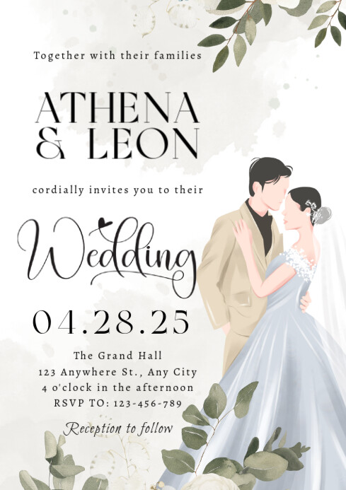 Pastel Wedding Invitation Template | PosterMyWall
