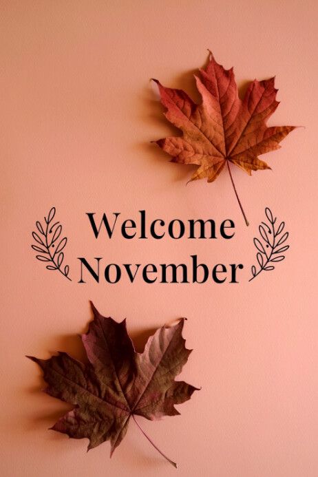 Copy of Pastel Welcome November Autumn Leaf Background Greeting Card ...
