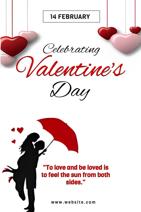 Pastel White Background Joyful Celebrating Valentines Day Poster ...