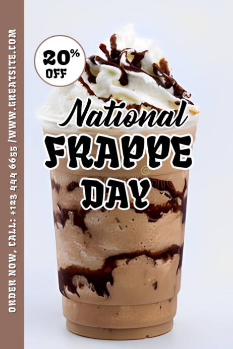 Pastel White Background Joyful National Frappe Day Poster Template ...