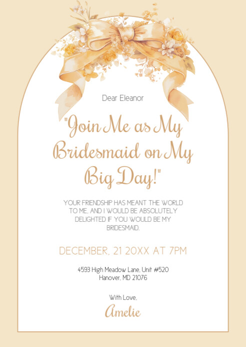 Pastel Yellow Floral Bridesmaid Invitation | PosterMyWall