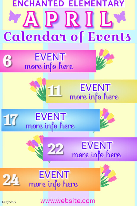 Pastels List-Based April Calendar Poster Template | PosterMyWall