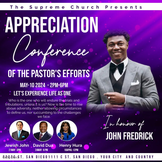 Pastor's Appreciation Church Flyer Template | PosterMyWall
