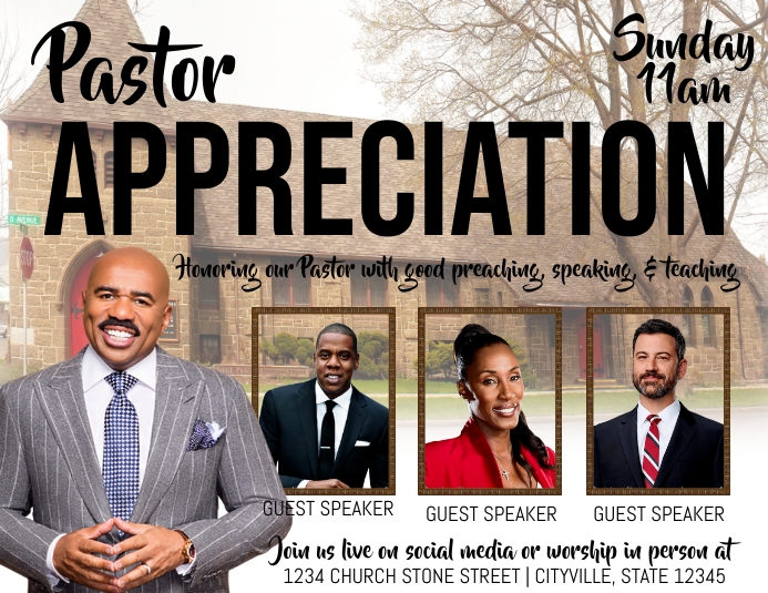 pastor's appreciation church service Template | PosterMyWall