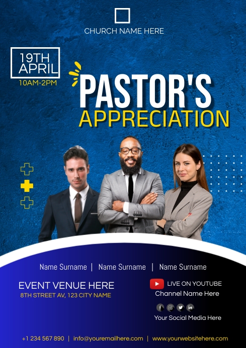 pastor's appreciation flyer Template | PosterMyWall