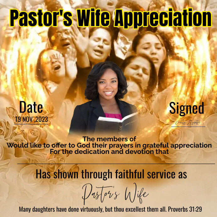 Pastor's Wife Appreciation Certificate , appr Template | PosterMyWall