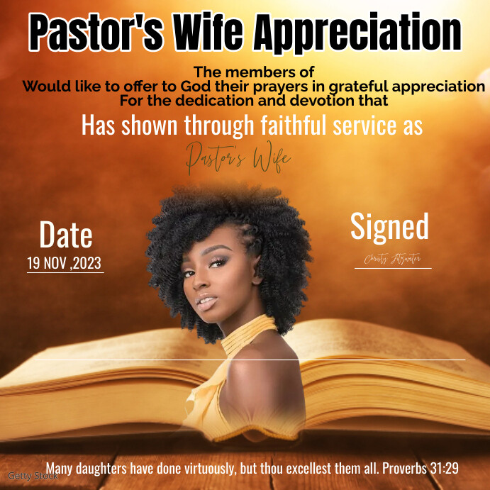 Pastor's Wife Appreciation Certificate , appr Template | PosterMyWall