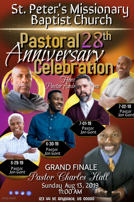 Pastor Anniversary Template | PosterMyWall