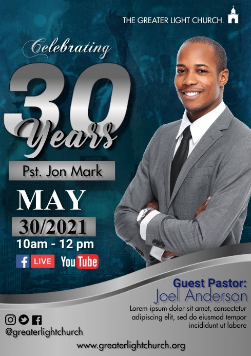 Pastor Anniversary Template | PosterMyWall