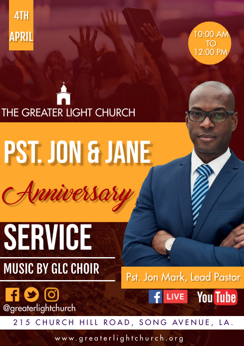 Pastor Anniversary Template | PosterMyWall