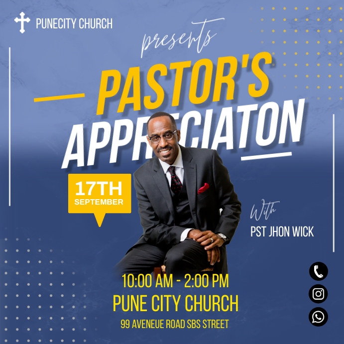 Pastor appreciation Template | PosterMyWall