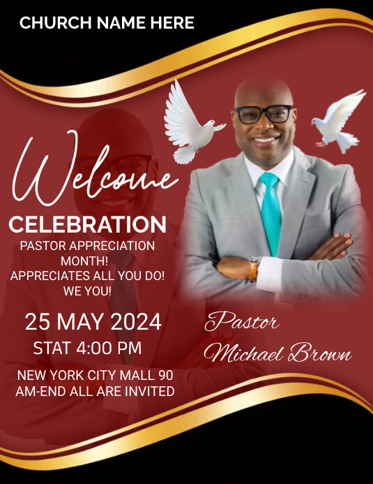 Plantilla de Pastor Appreciation Flyer | PosterMyWall