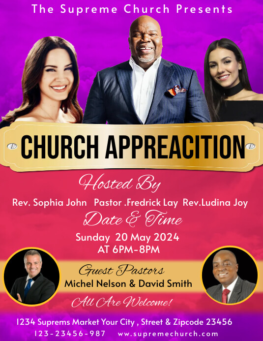Plantilla de Pastor Appreciation Flyer | PosterMyWall