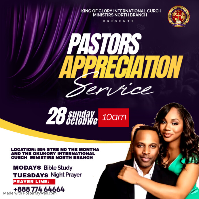 pastor appreciation service Template | PosterMyWall
