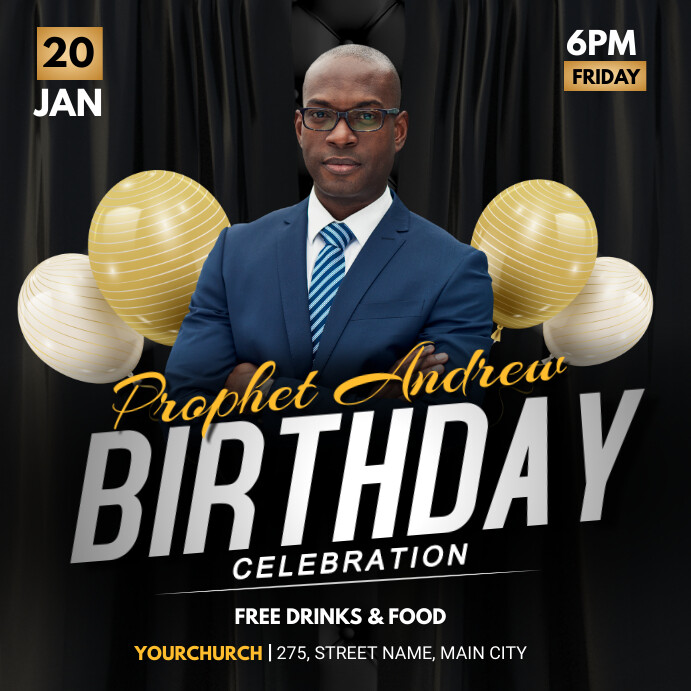 pastor birthday party Template | PosterMyWall