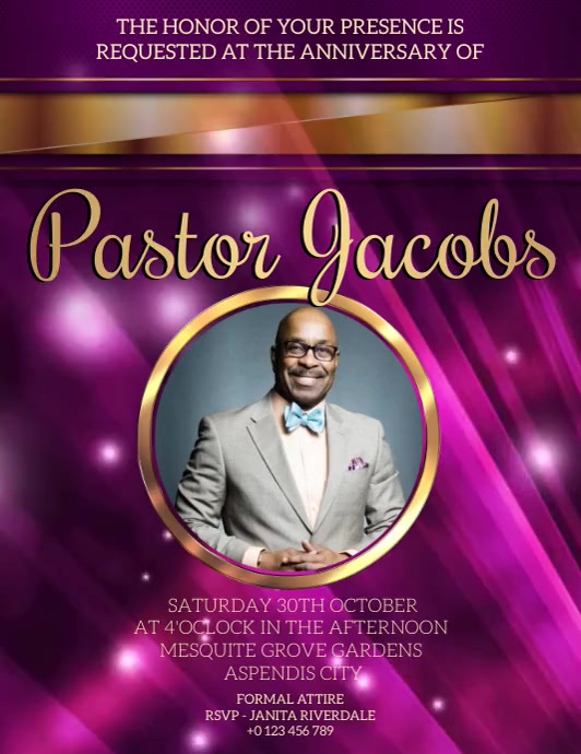 pastor church anniversary birthday template | PosterMyWall