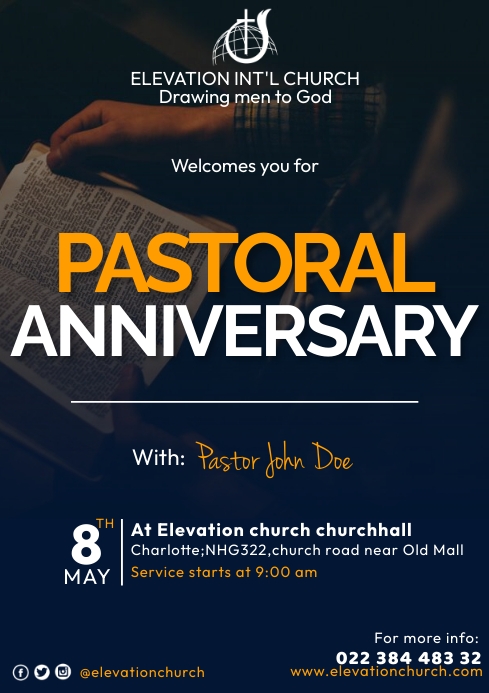 Pastoral anniversary Template | PosterMyWall