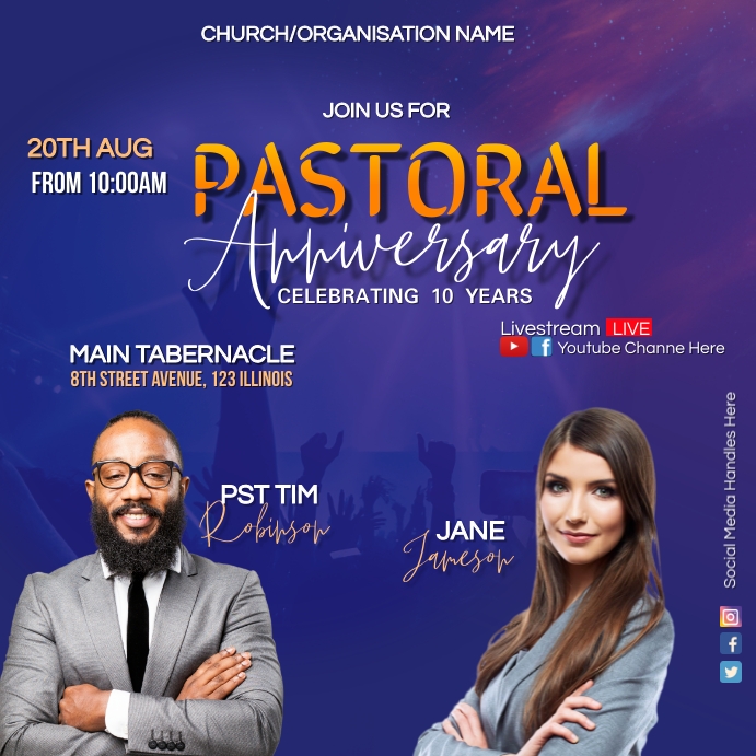 pastoral anniversary Template | PosterMyWall