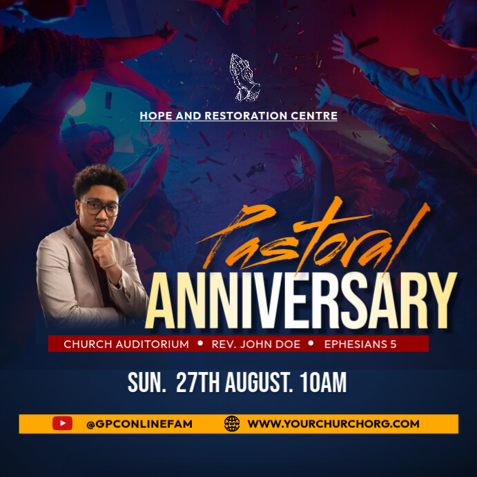 Pastoral anniversary Template | PosterMyWall