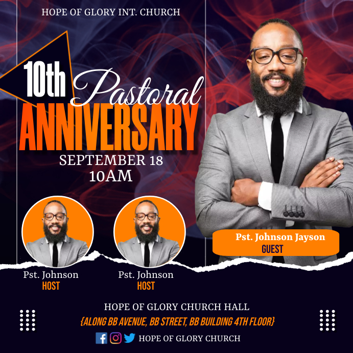 Pastoral Anniversary Template | PosterMyWall