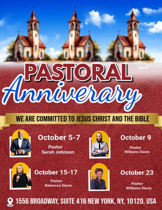 Pastoral Anniversary Flyer Template | PosterMyWall
