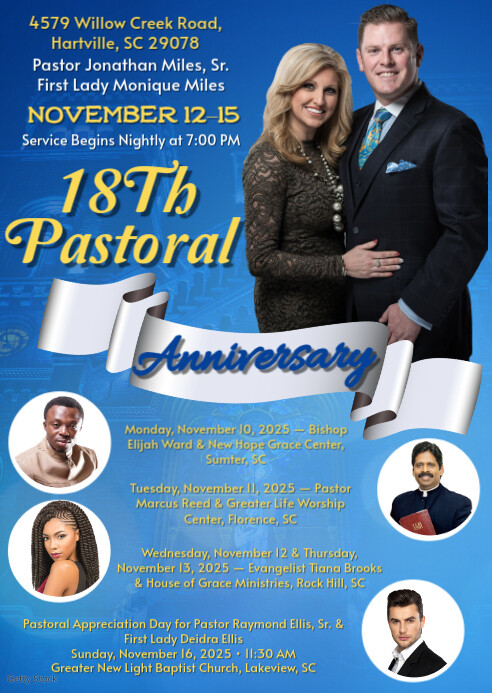 Pastoral Anniversary Flyer Template | PosterMyWall