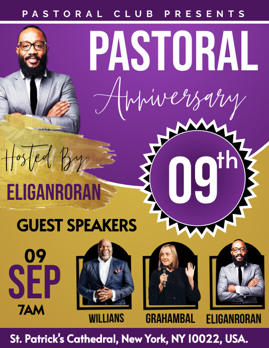 Pastoral Anniversary Flyer Template | PosterMyWall