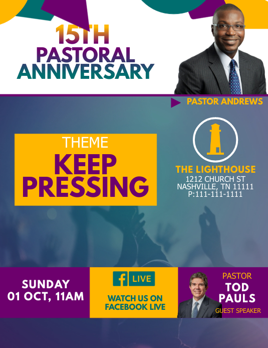 PASTORAL ANNIVERSARY Template | PosterMyWall