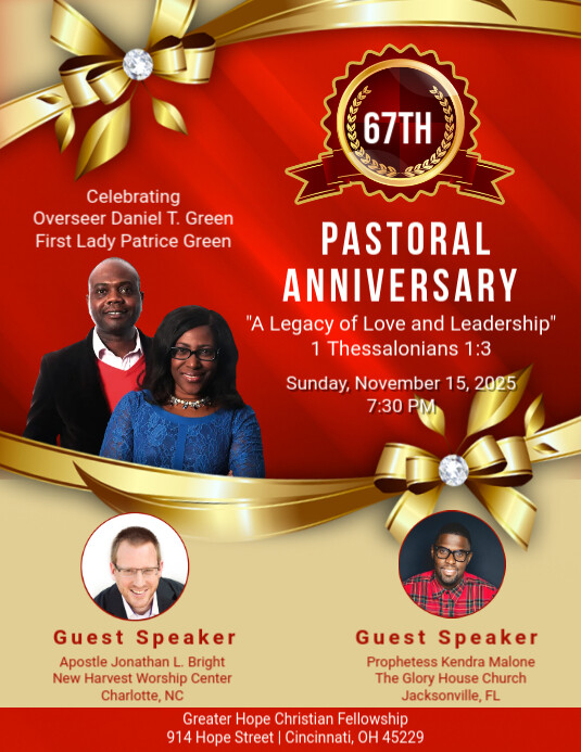 Pastoral Anniversary flyers Template | PosterMyWall