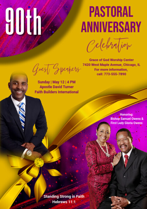 Pastoral Anniversary flyers Template | PosterMyWall
