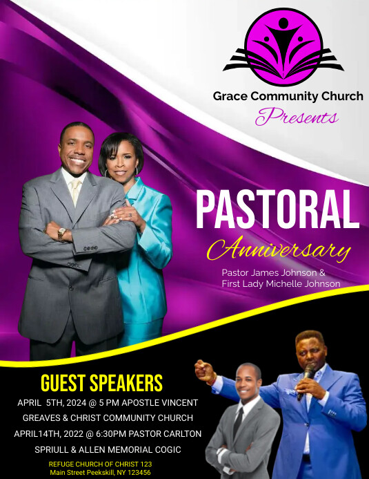 Pastoral Anniversary flyers Template | PosterMyWall