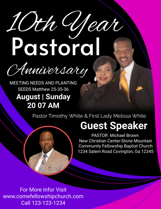 pastoral Anniversary flyers Template | PosterMyWall