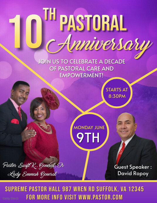 Plantilla de Pastoral Anniversary flyers | PosterMyWall