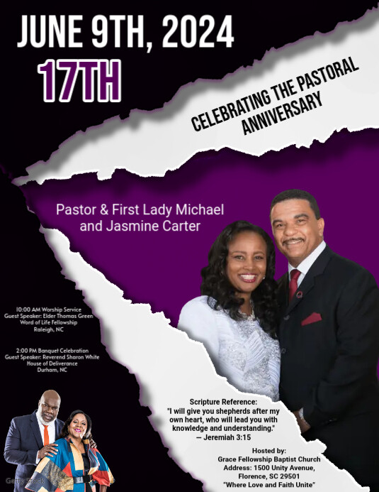 Pastoral Anniversary flyers Template | PosterMyWall