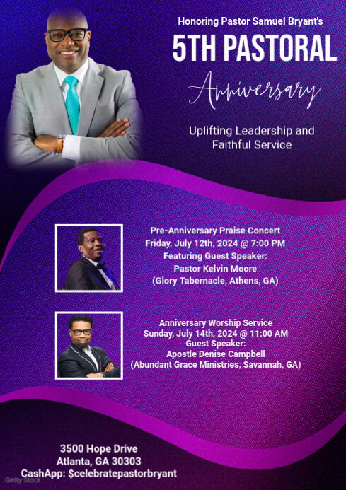 Pastoral Anniversary flyers Template | PosterMyWall