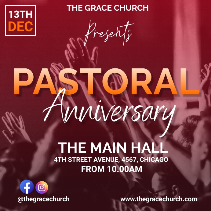 Plantilla de Cartel Del Aniversario Pastoral | PosterMyWall