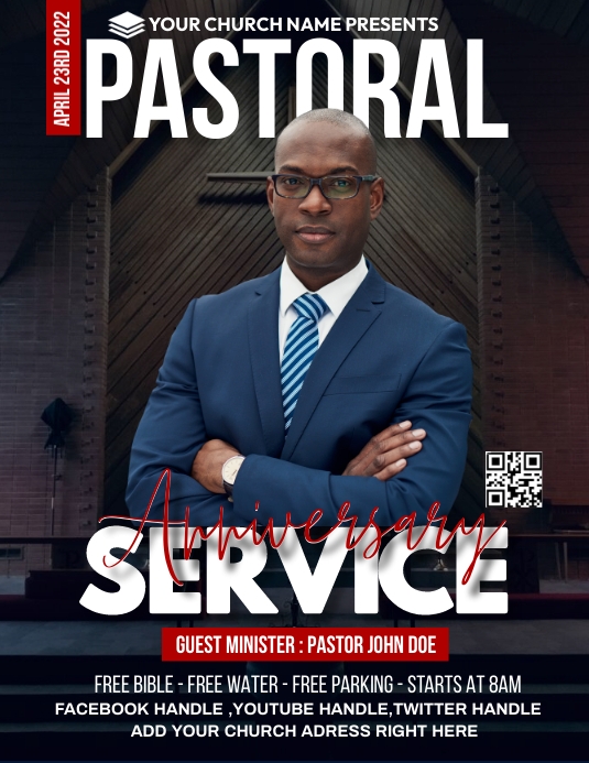 pastoral anniversary service Template | PosterMyWall