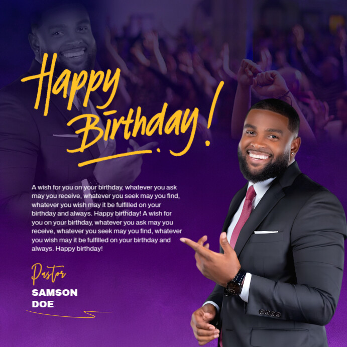 Pastors happy birthday post Template | PosterMyWall
