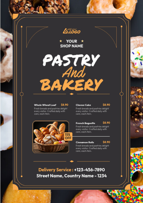 Pastry & Bakery Menu Flyer Template | PosterMyWall