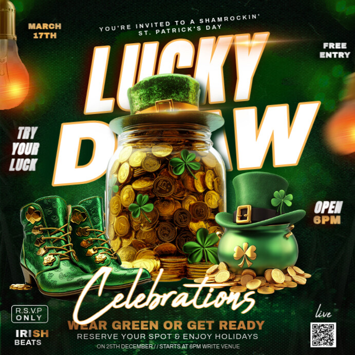 Patrick's Lucky Draw Instagram Post Template | PosterMyWall