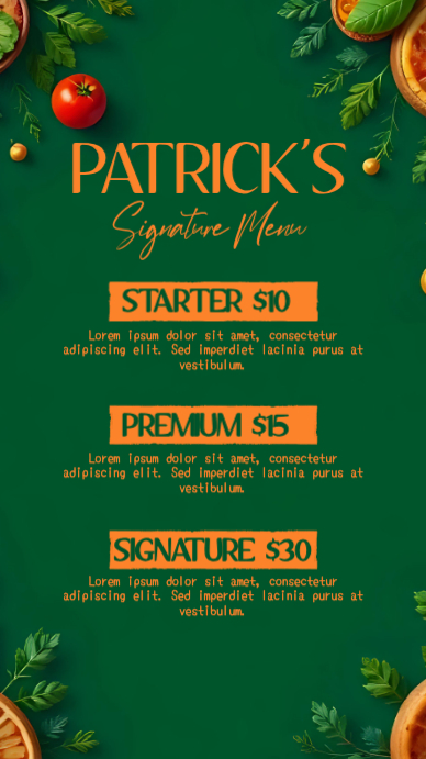 Patrick's Menu Template | PosterMyWall