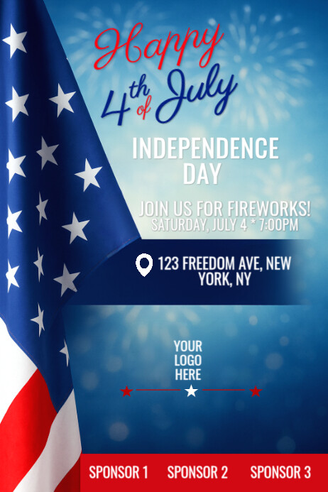 Copy of Patriotic American Flag Flyer with Fireworks – Editable USA ...