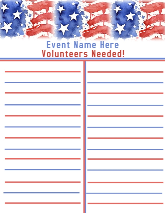 Patriotic Event Sign Up Sheet Template | PosterMyWall