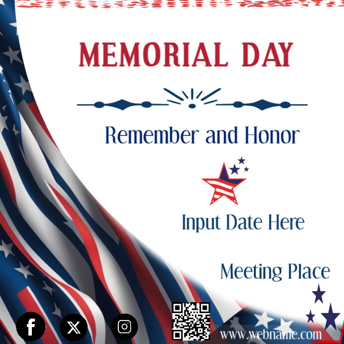 Patriotic Memorial Day Poster Template – Customizable Event Flyer to Honor & Remember | PosterMyWall