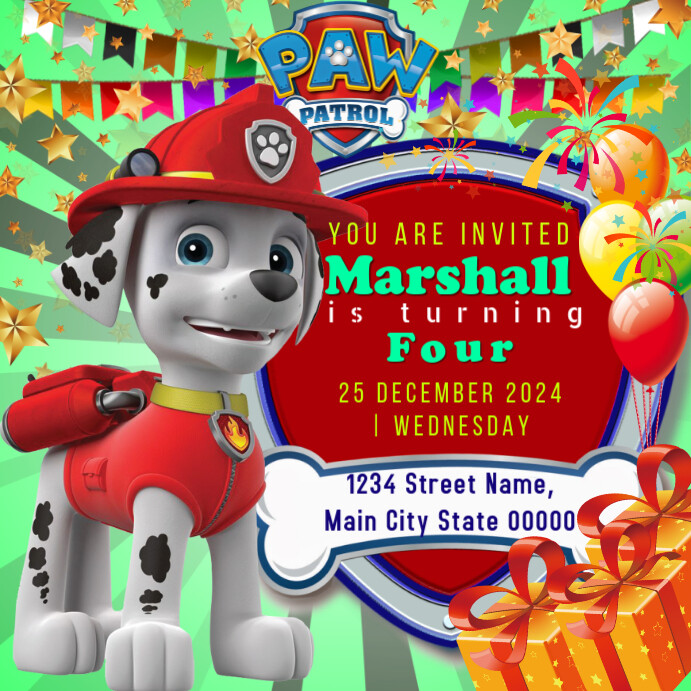Paw Patrol Birthday Instagram Post Template | PosterMyWall
