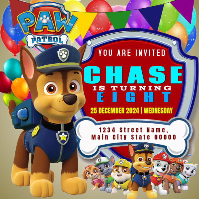 Paw Patrol Birthday Instagram Post Template | PosterMyWall