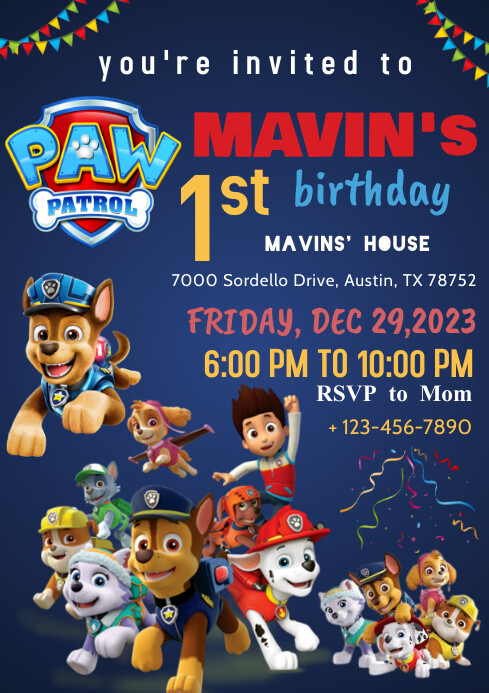 Plantilla de Paw Patrol Birthday Invitation | PosterMyWall