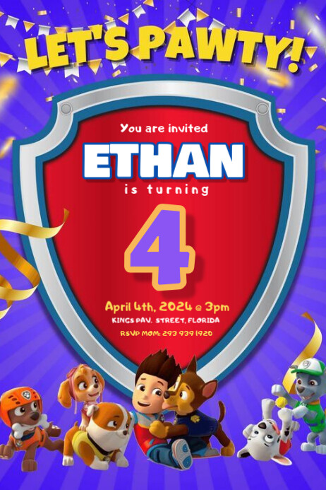 Modèle PAW PATROL BIRTHDAY INVITATION DESIGN | PosterMyWall